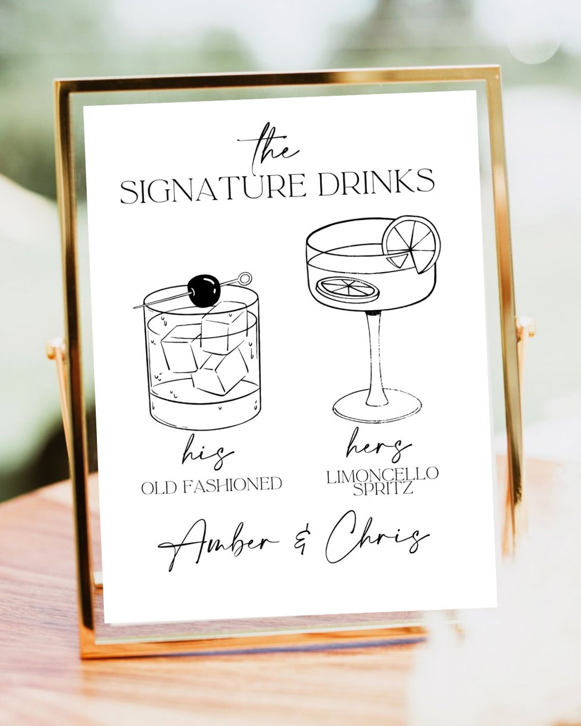 Modern Wedding Signature Drink Sign, Minimalist Bar Menu (digital ...