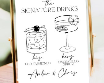Signature Drink Sign, Modern Signature Drink Bar Sign, Retro Signature ...