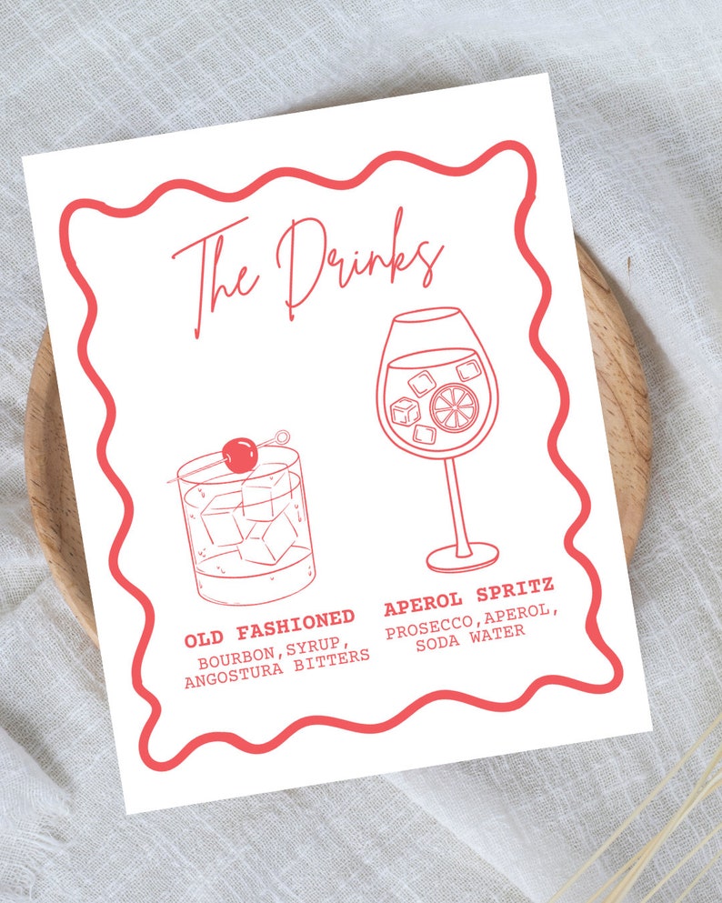 Signature Drink Sign, Modern Signature Drink Bar Sign, Retro Signature ...