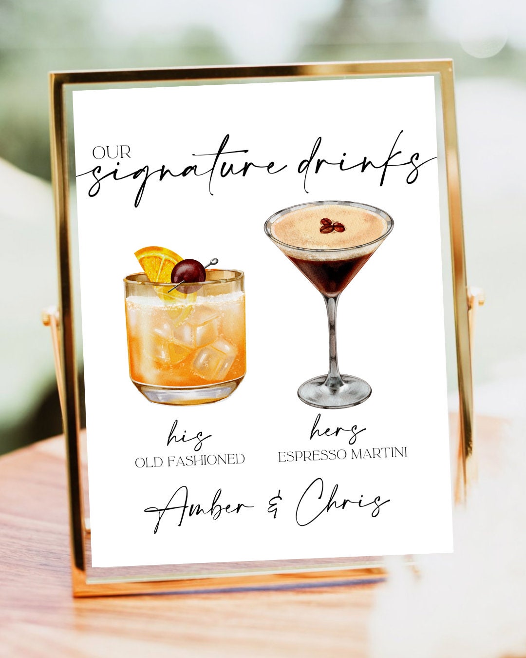 Modern Wedding Signature Drink Sign, Editable Bar Menu (digital ...