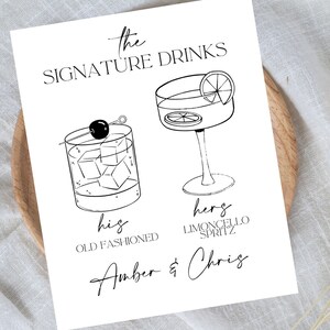 Modern Wedding Signature Drink Sign, Minimalist Bar Menu (digital ...