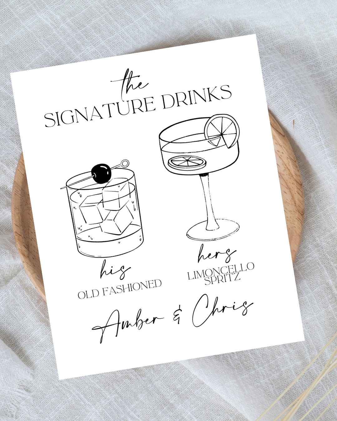 Modern Wedding Signature Drink Sign, Minimalist Bar Menu (digital ...