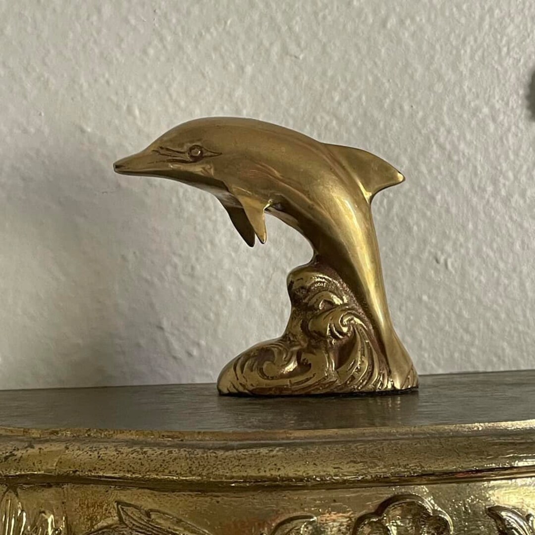 Brass Dolphin Figurine Mid Century Antique Vintage - Etsy