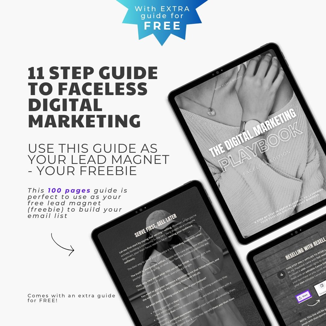 Faceless Digital Marketing Playbook: 11-step Guide (PLR & MRR) - Etsy