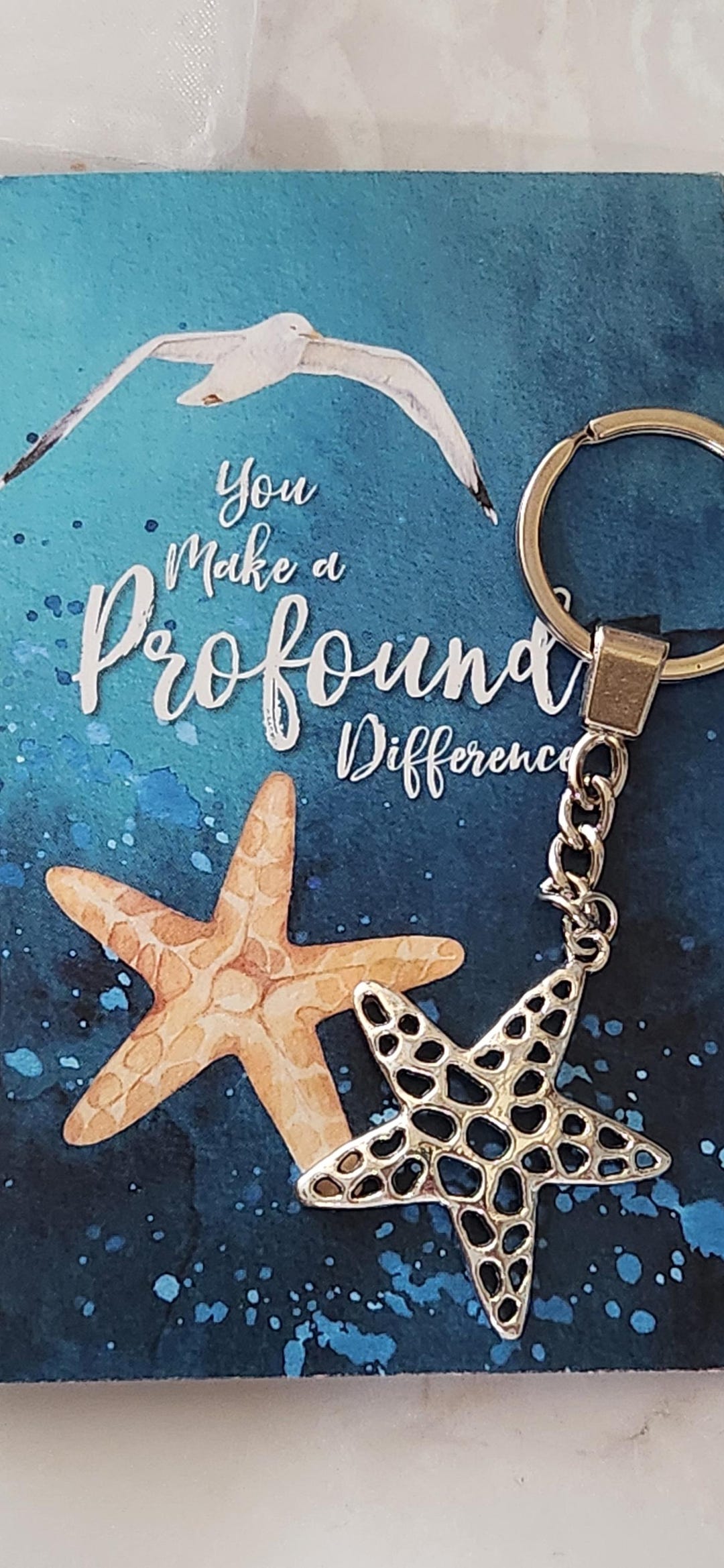 You Make a Profound Difference Starfish Keychain Inspirational Gift ...