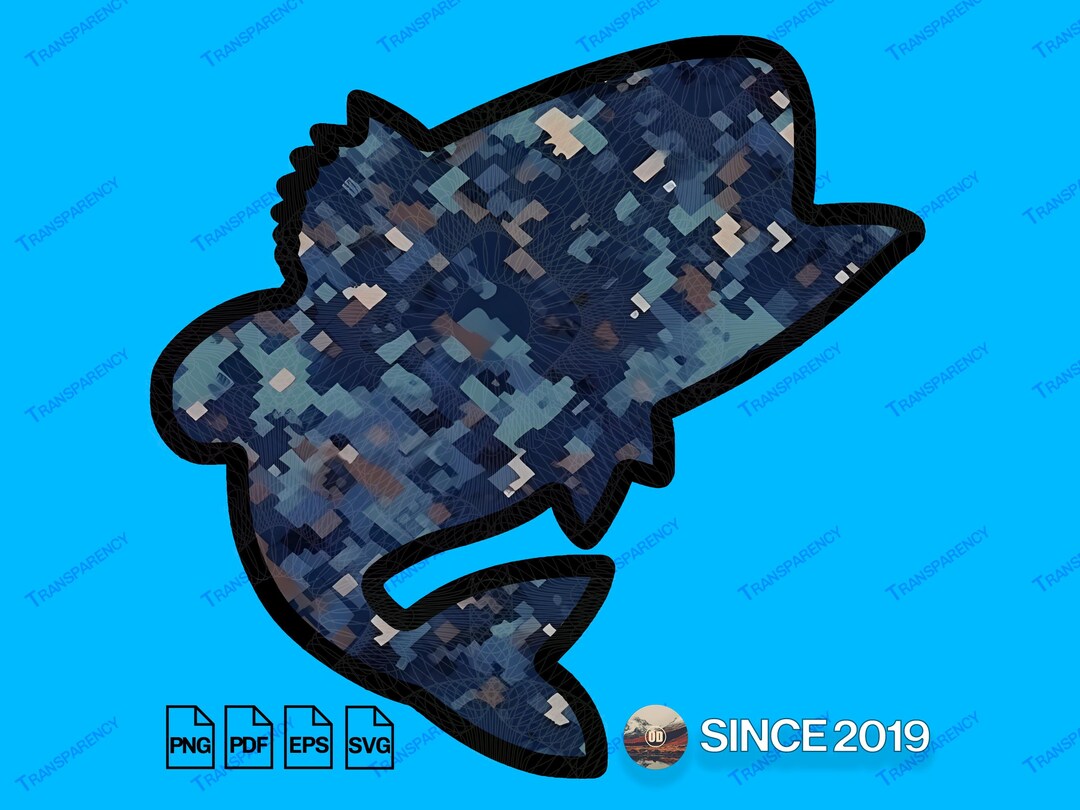 Midnight Digi Camo Bass Fishing PNG High-quality Digital Download Retro ...