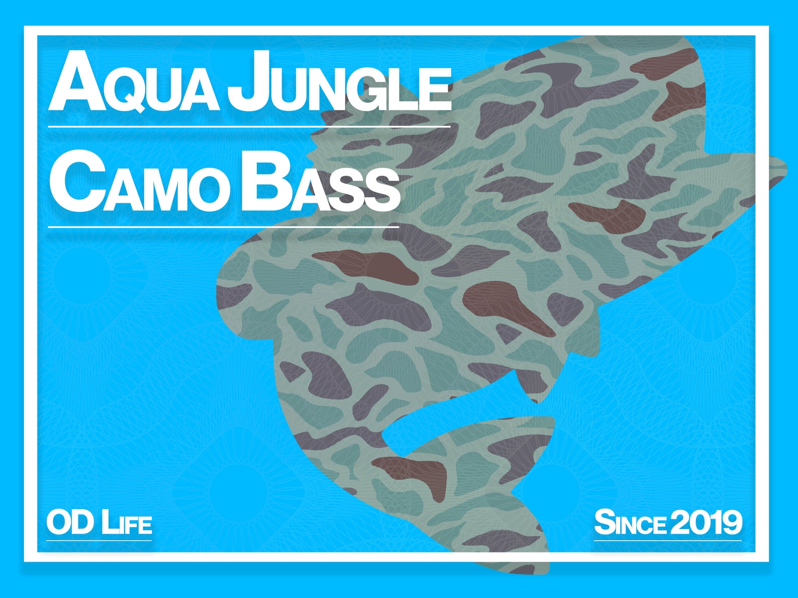 Aqua Jungle Camo Bass Fishing PNG High-quality Digital Download Retro ...