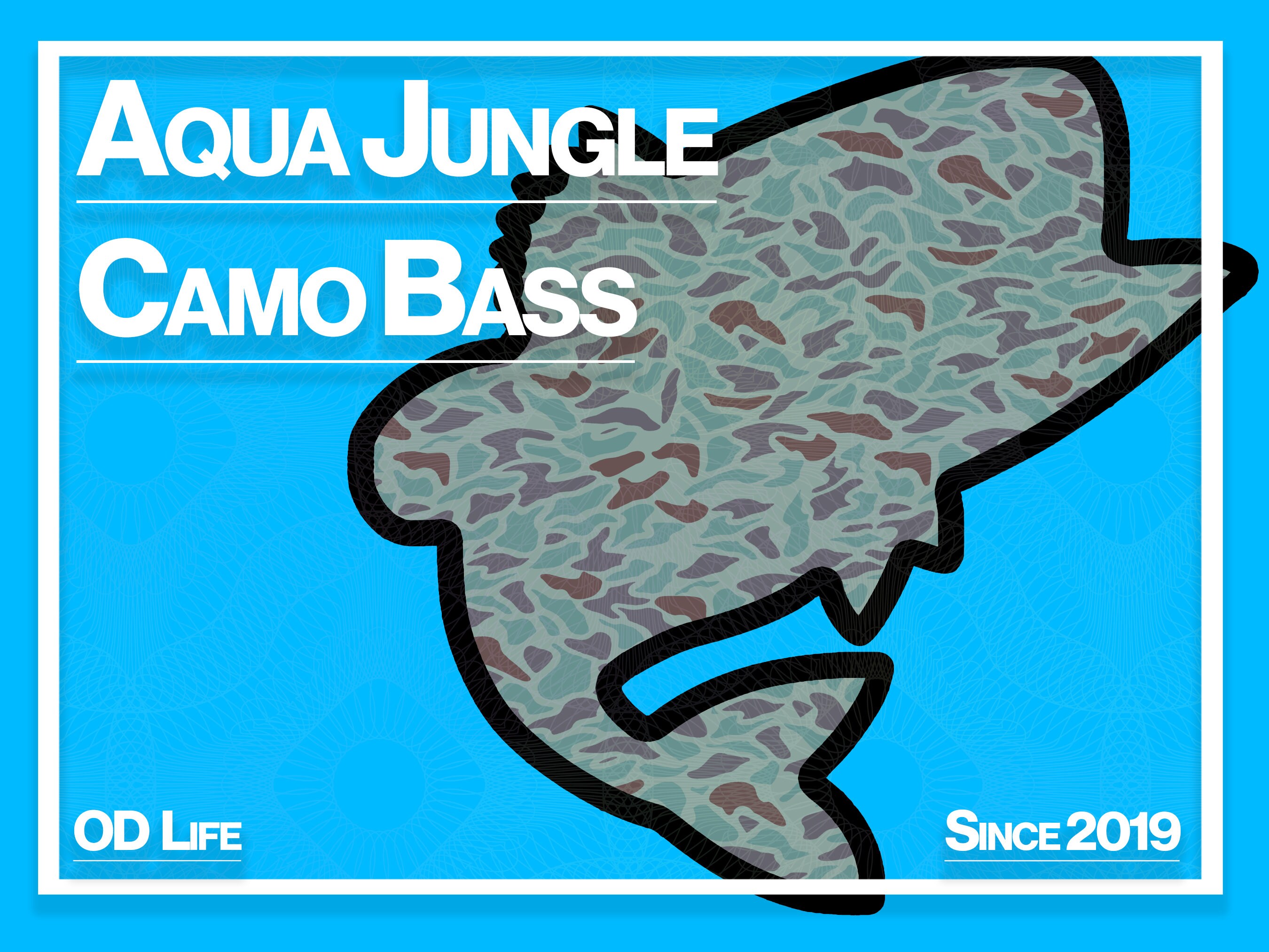 Aqua Jungle Camo Bass Fishing PNG High-quality Digital Download Retro ...