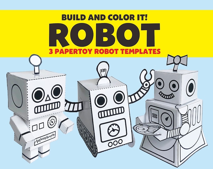 Coloring Robot Paper Toy Set: DIY Printable Craft (digital Download) - Etsy