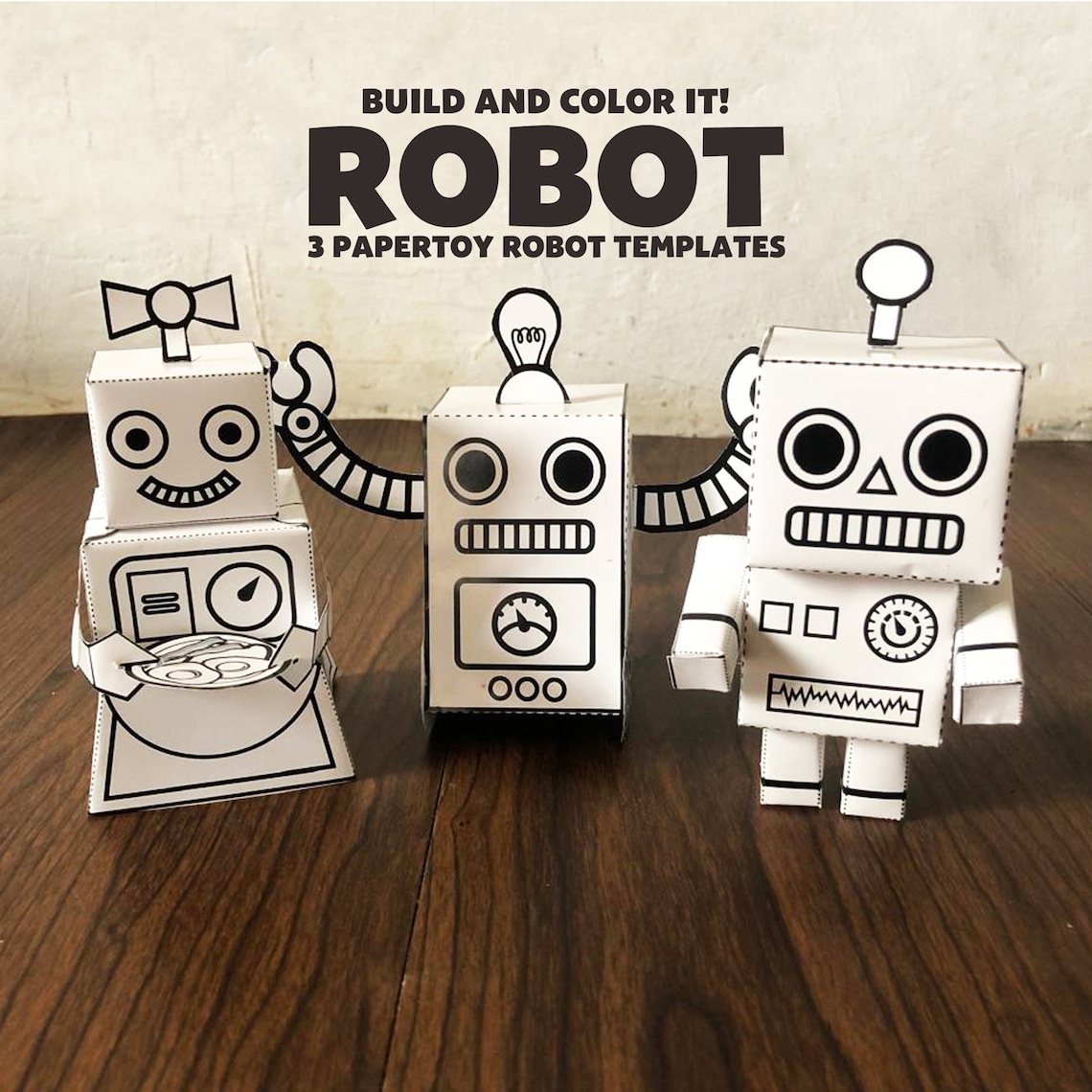 Coloring Robot Paper Toy Set: DIY Printable Craft (digital Download) - Etsy