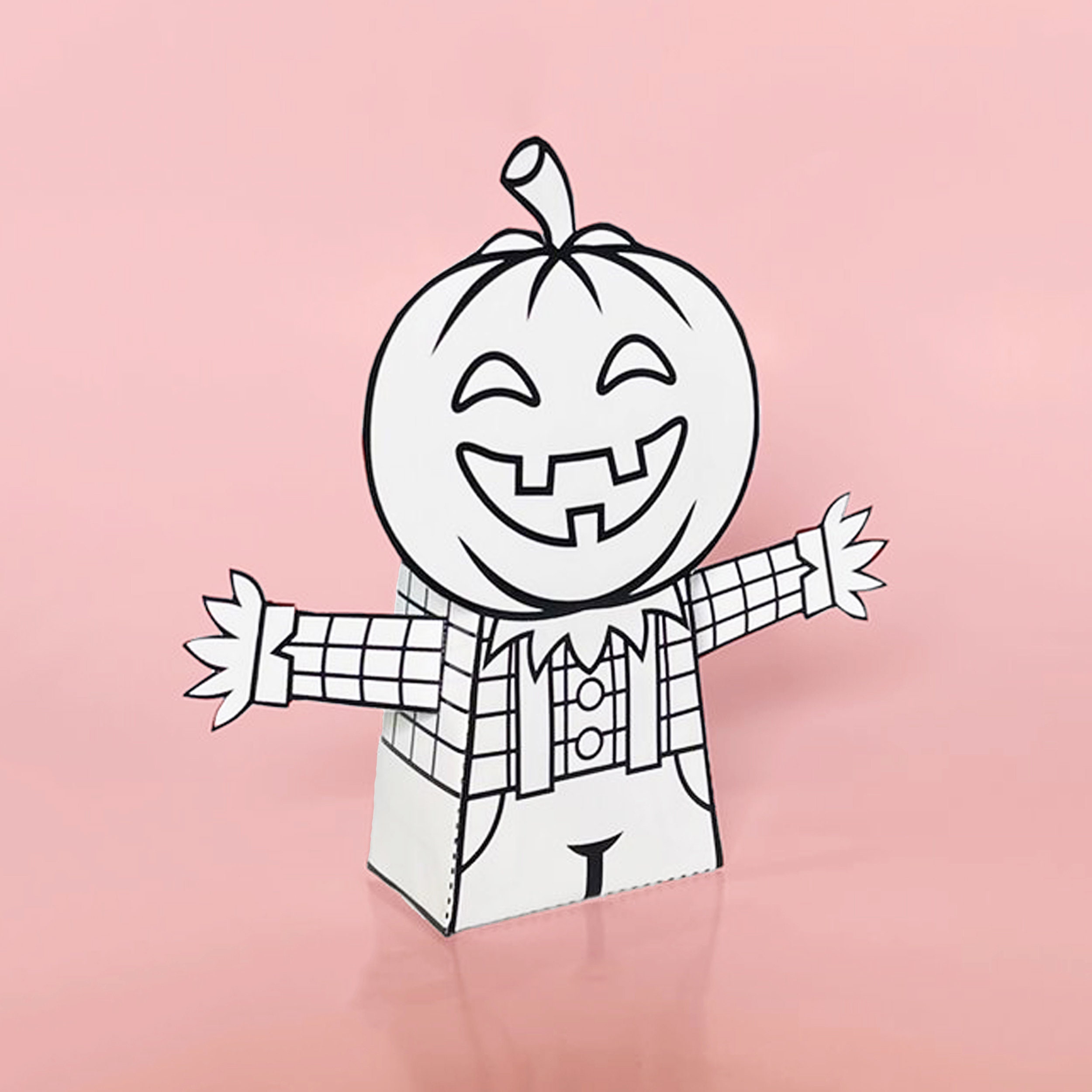 Halloween Papercraft Coloring Activity Printable Papertoy Scarecrow ...