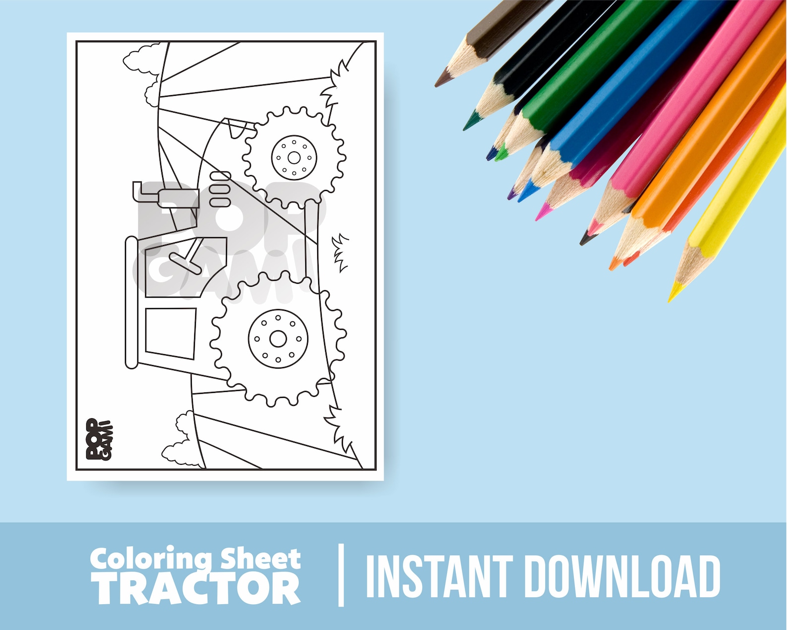 Tractor Craft Activity Kit: Coloring & Cut and Paste (printable) - Etsy