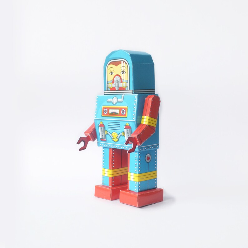 Printable Astronaut Robot Papercraft: Retro Robot Craft (digital ...