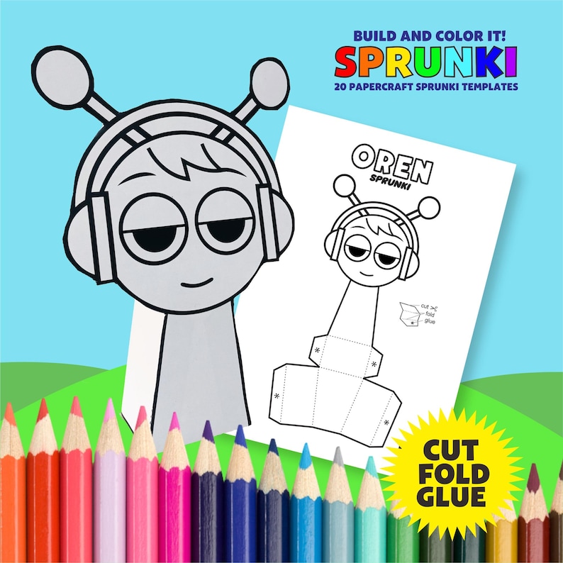 Sprunki Characters Coloring Papercraft: 20 Printable A4 Pages (digital ...