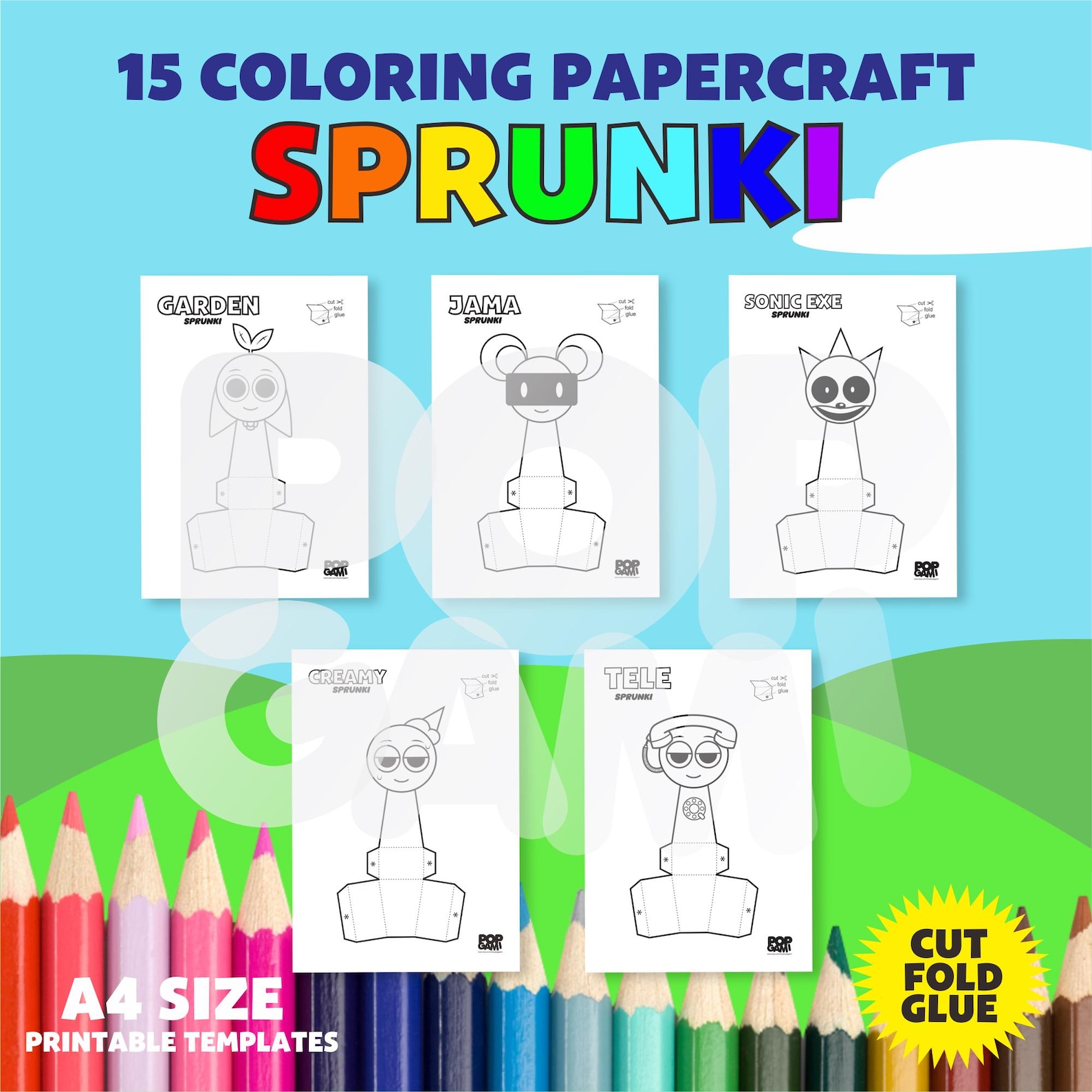 Sprunki OC and Retake Characters Coloring Papercraft: Kids A4 Printable ...