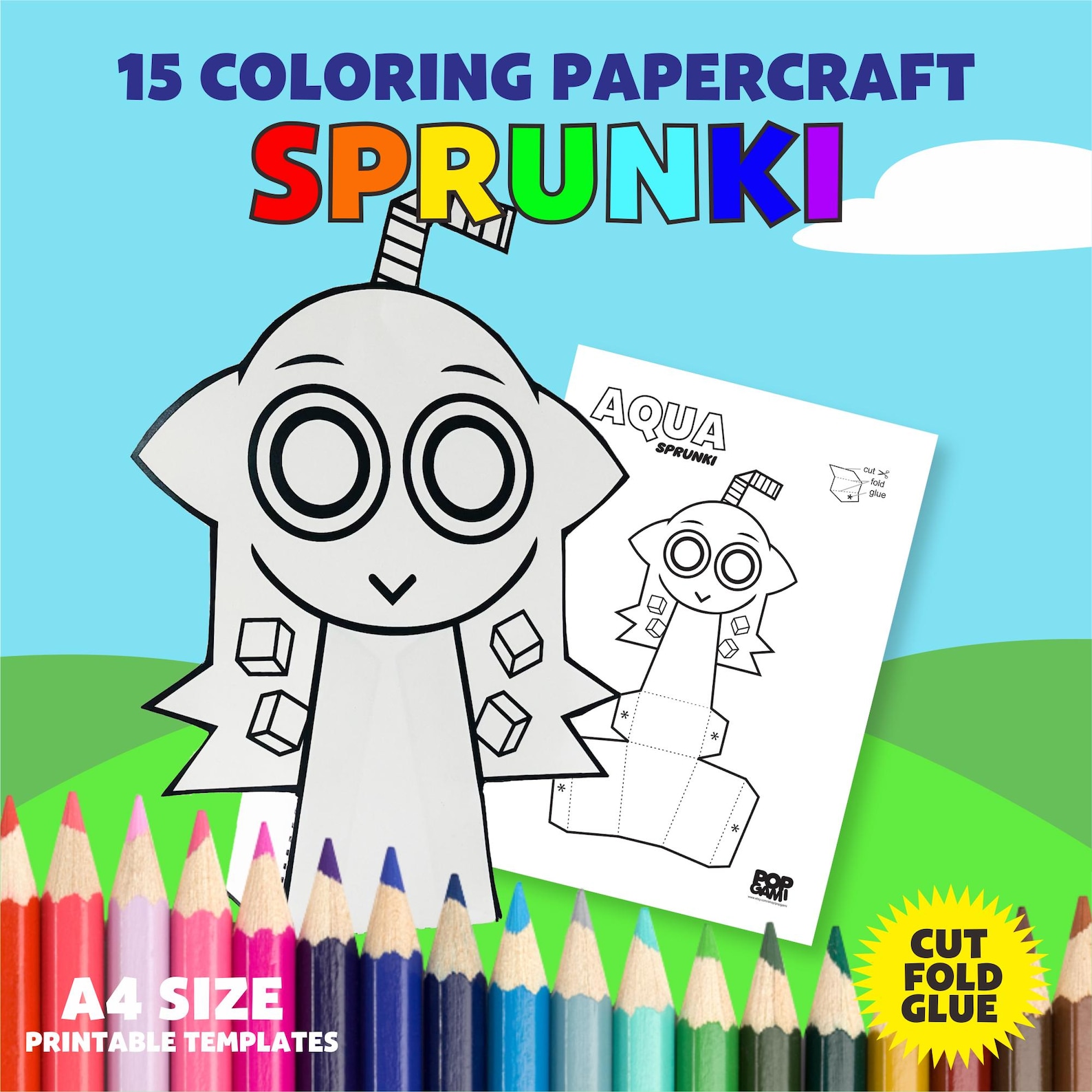 Sprunki OC and Retake Characters Coloring Papercraft: Kids A4 Printable ...