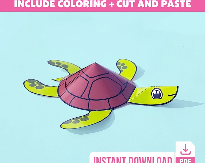 Turtle Papercraft Activity Pack: Cut, Paste & Color (digital Download ...
