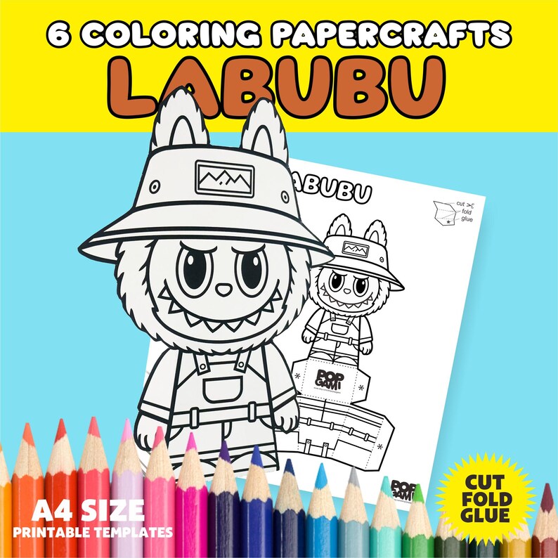 Labubu Papercraft: Printable Coloring Activity for Kids (PDF Download ...