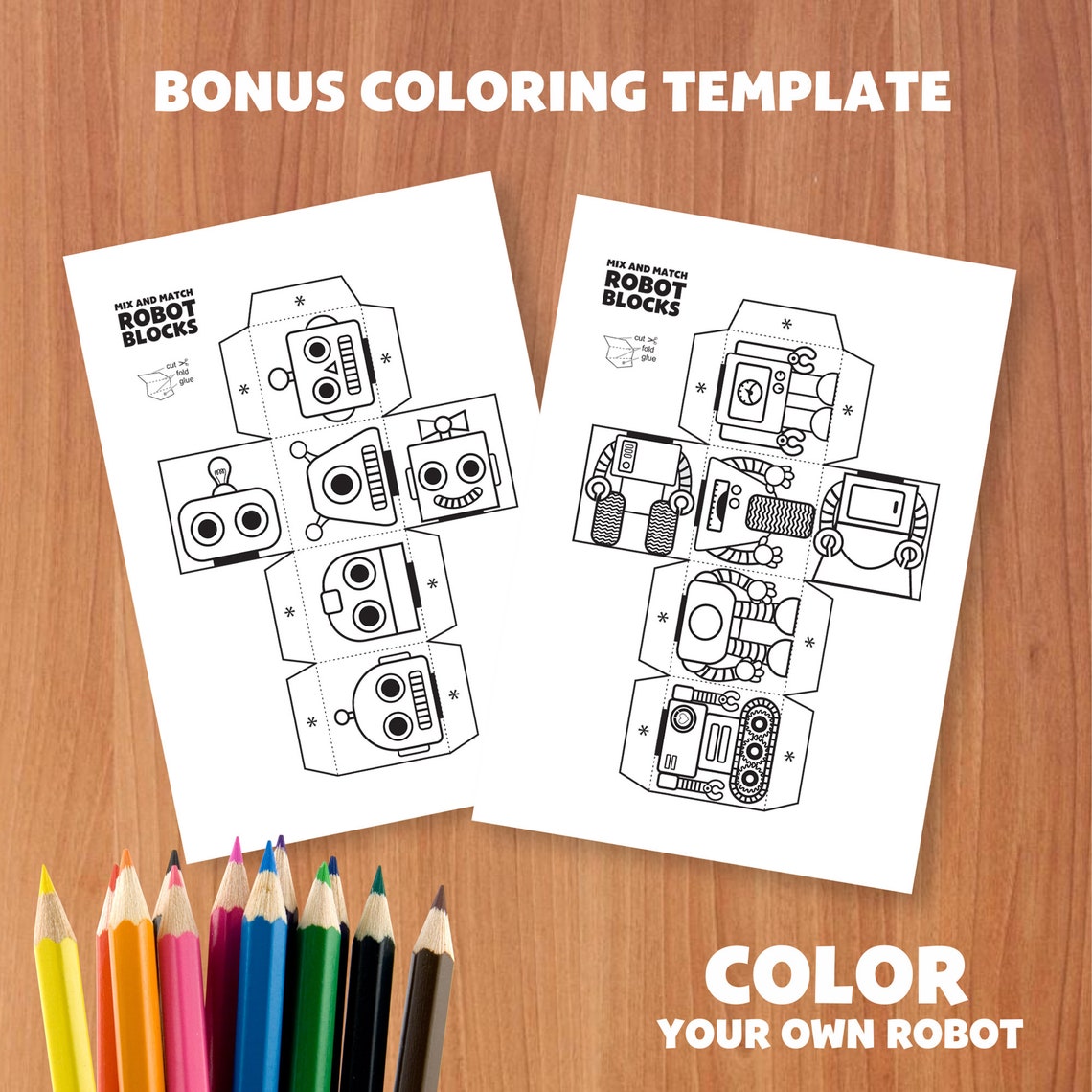 Papercraft Activity Mix and Match Robot Papertoy Blocks Art and Craft ...