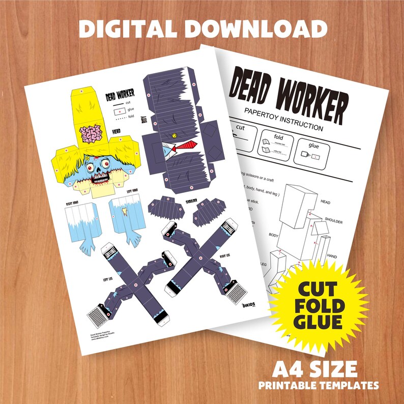 Zombie Papercraft Halloween Decoration: Spooky DIY Printable Activity ...