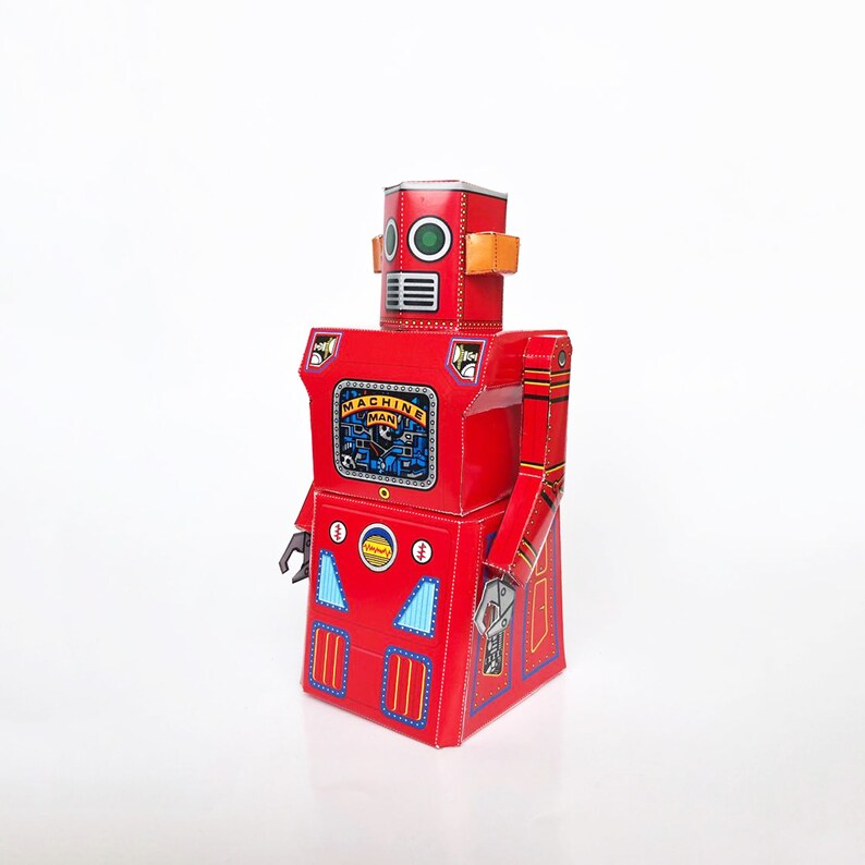 DIY Printable Vintage Robot Papertoy, Retro Robot Papercraft, Digital ...