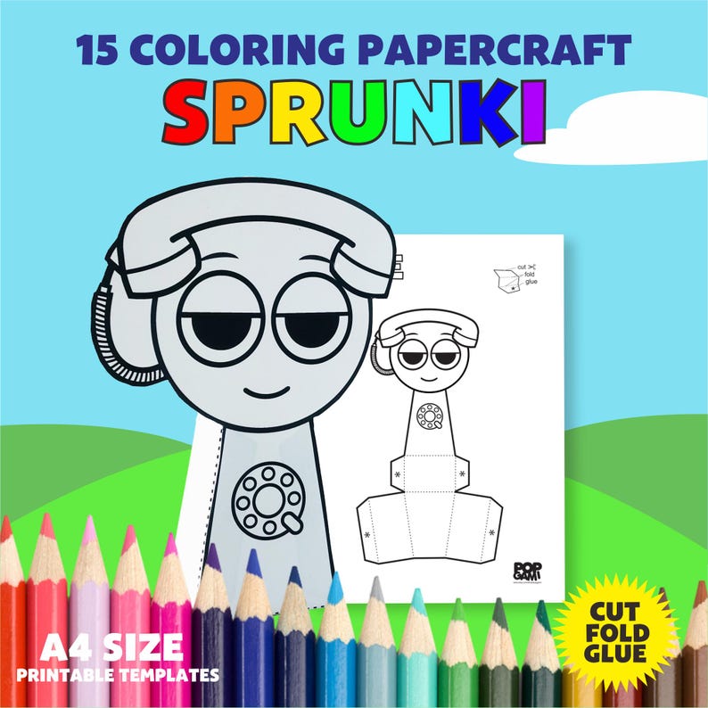 Sprunki OC and Retake Characters Coloring Papercraft: Kids A4 Printable ...