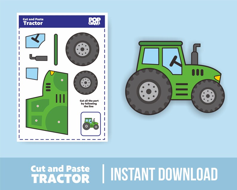 Tractor Craft Activity Kit | Coloring Paper Craft | Cut and Paste ...