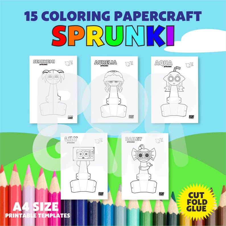 Sprunki OC and Retake Characters Coloring Papercraft: Kids A4 Printable ...