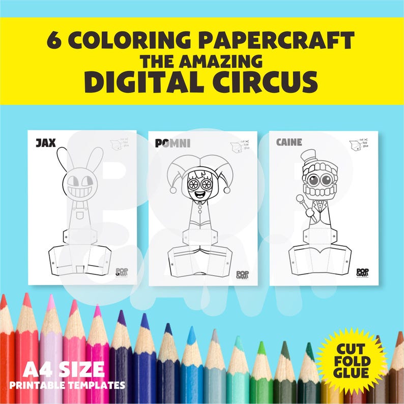 Digital Circus Papercraft: A4 Coloring Pages (digital Download) - Etsy