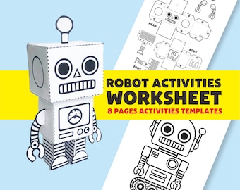Printable Coloring Robot Paper Craft: Homeschool Activity (PDF) - Etsy