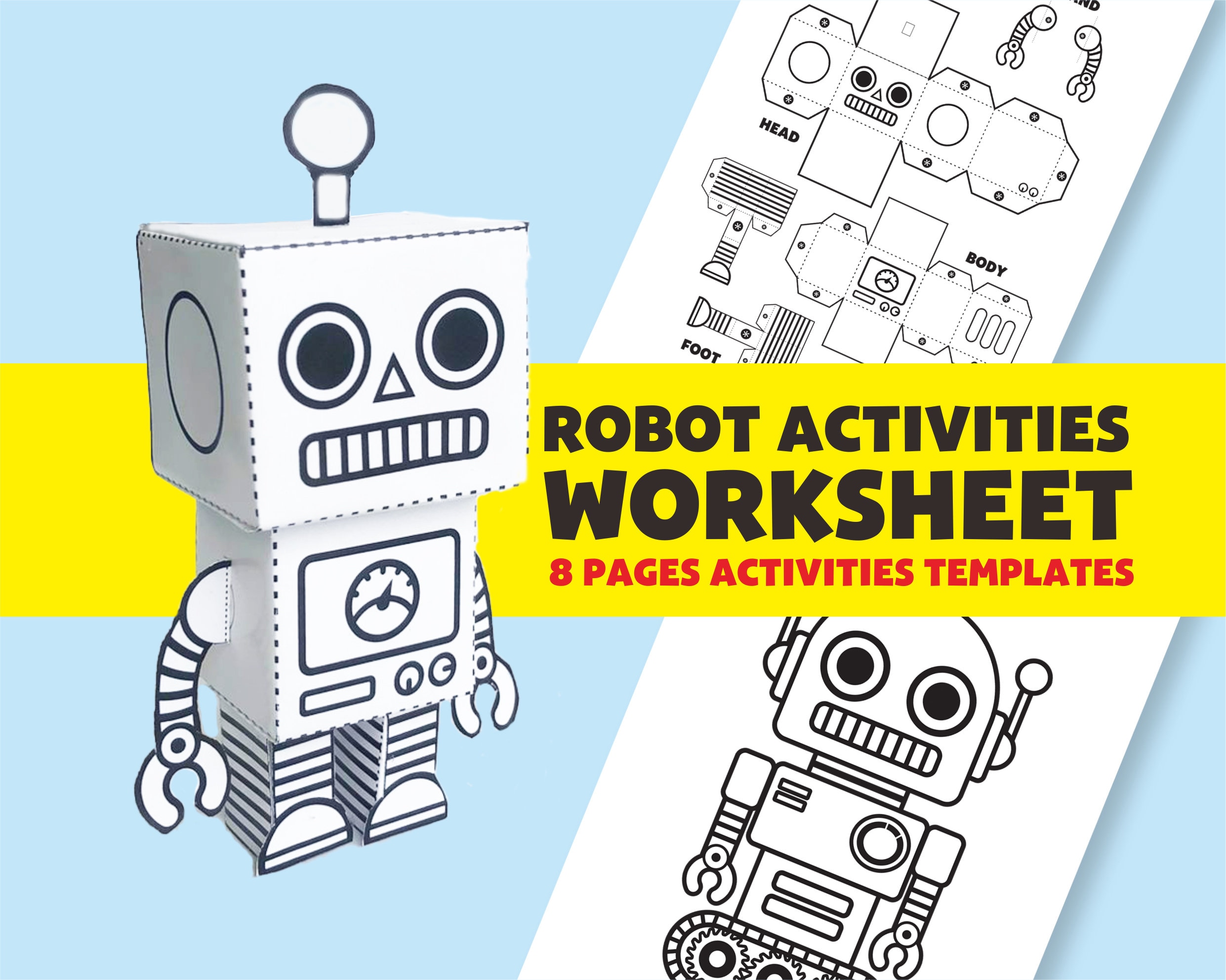 Printable Coloring Robot Paper Craft | Homeschool Activity for Kids ...