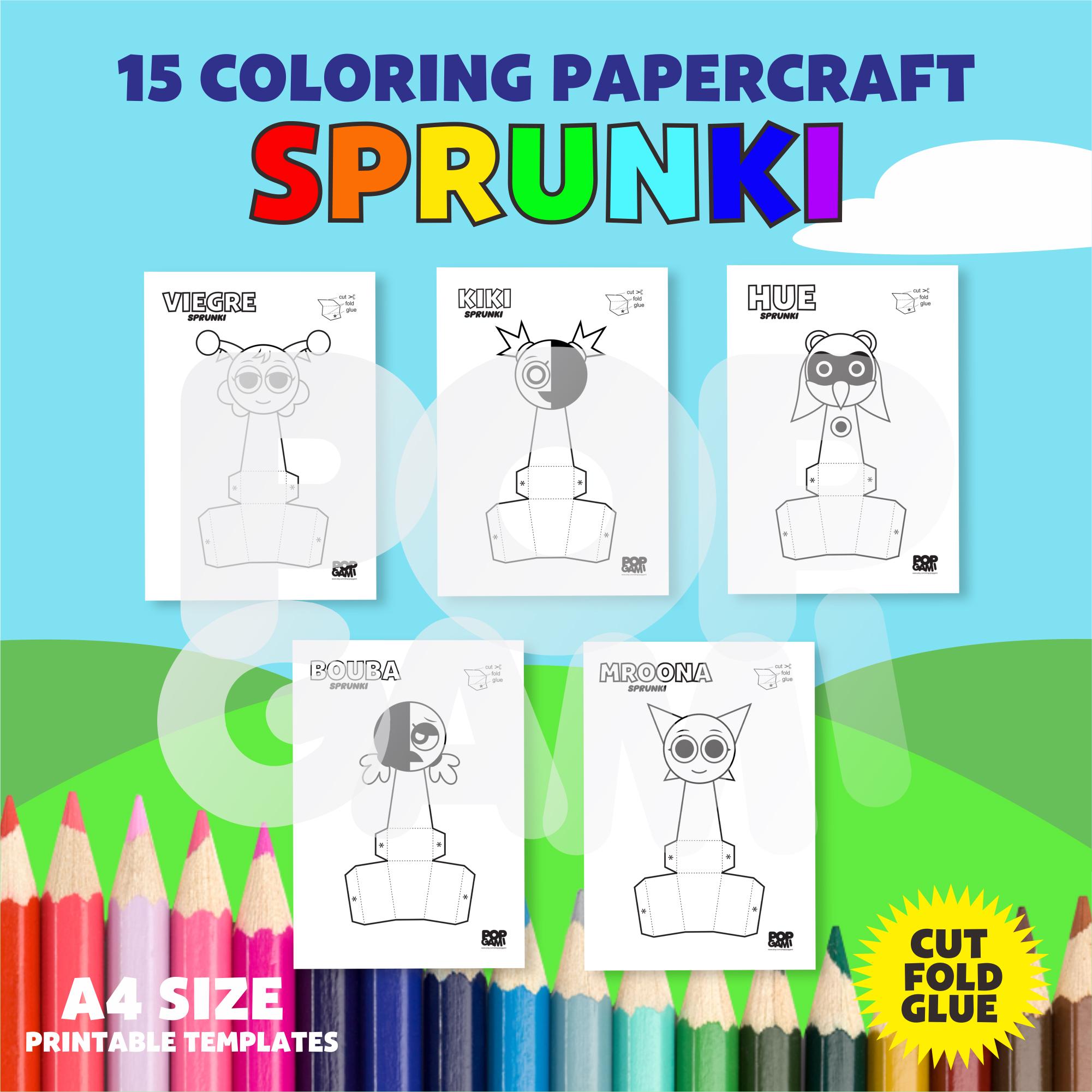 Sprunki OC and Retake Characters Coloring Papercraft: Kids A4 Printable ...