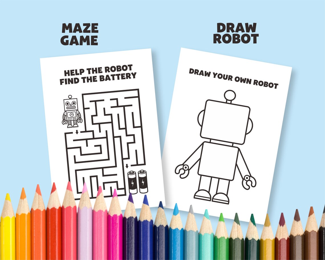 Printable Coloring Robot Paper Craft: Homeschool Activity (PDF) - Etsy
