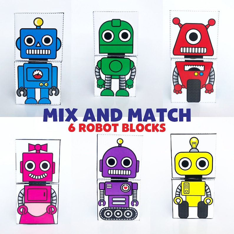 DIY Printable Robot Blocks Craft | Mix and Match Robot Craft ...