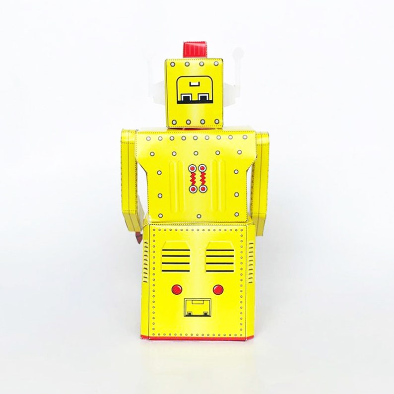 Vintage Yellow Rescue Robot Papercraft: DIY Toy Kit (digital Download ...
