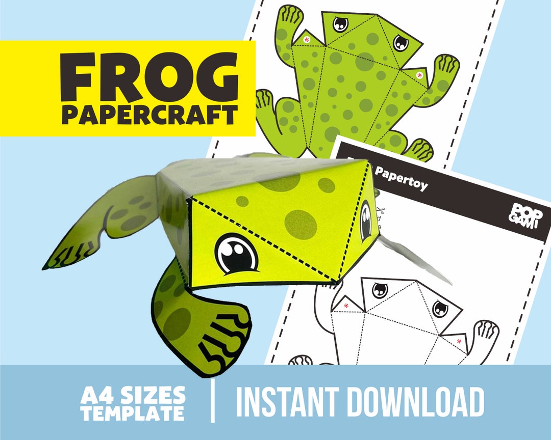 Frog Papercraft: Printable Coloring Activity for Kids (digital Download ...