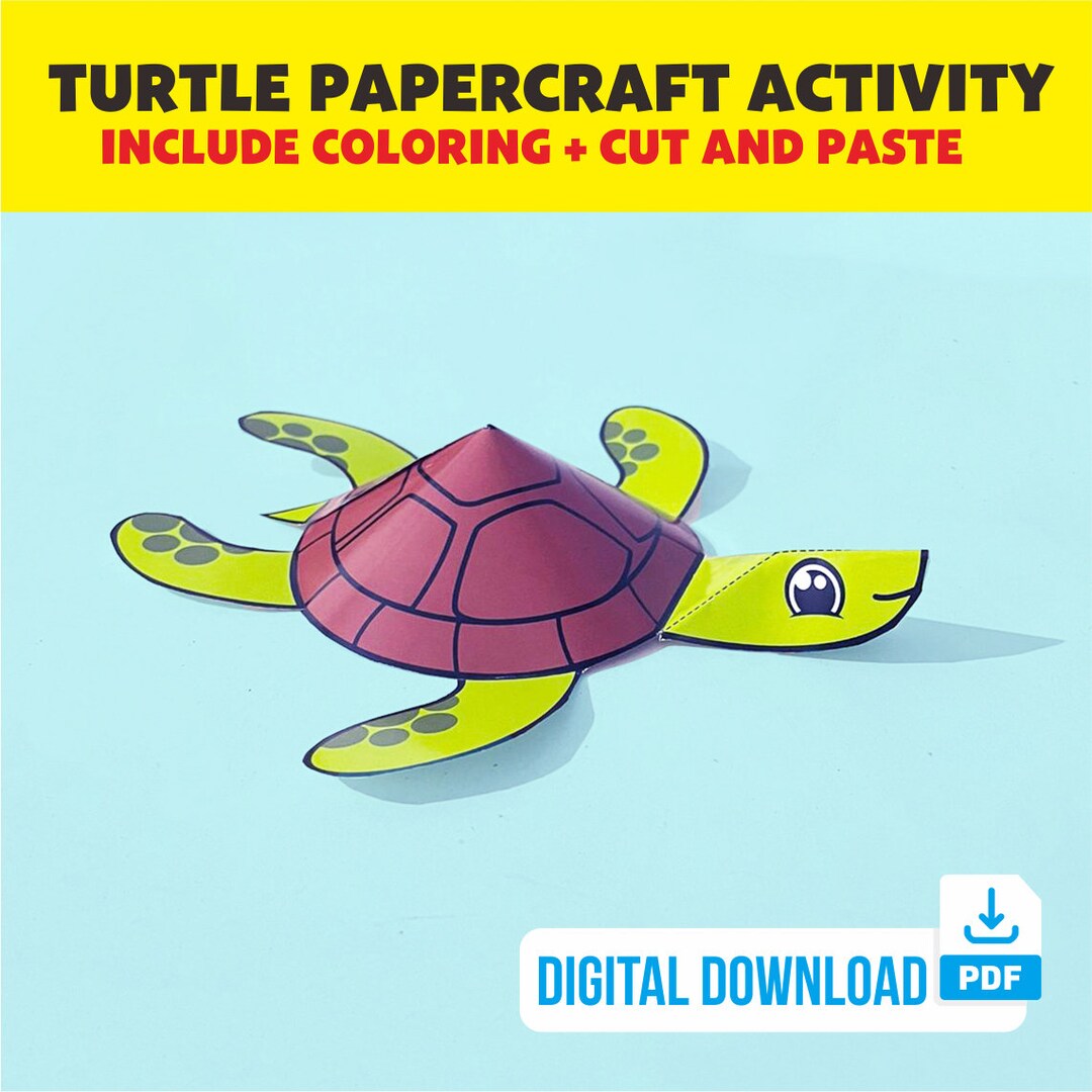 Buy Turtle Papercraft Activity Pack Cut and Paste Turtle Craft Coloring ...