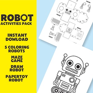 Printable Coloring Robot Paper Craft: Homeschool Activity (PDF) - Etsy