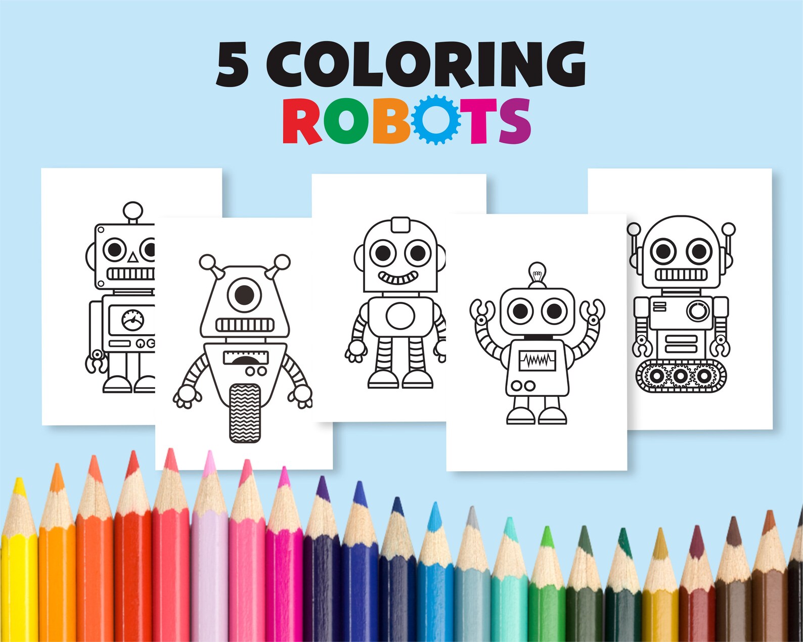 Printable Coloring Robot Paper Craft: Homeschool Activity (PDF) - Etsy