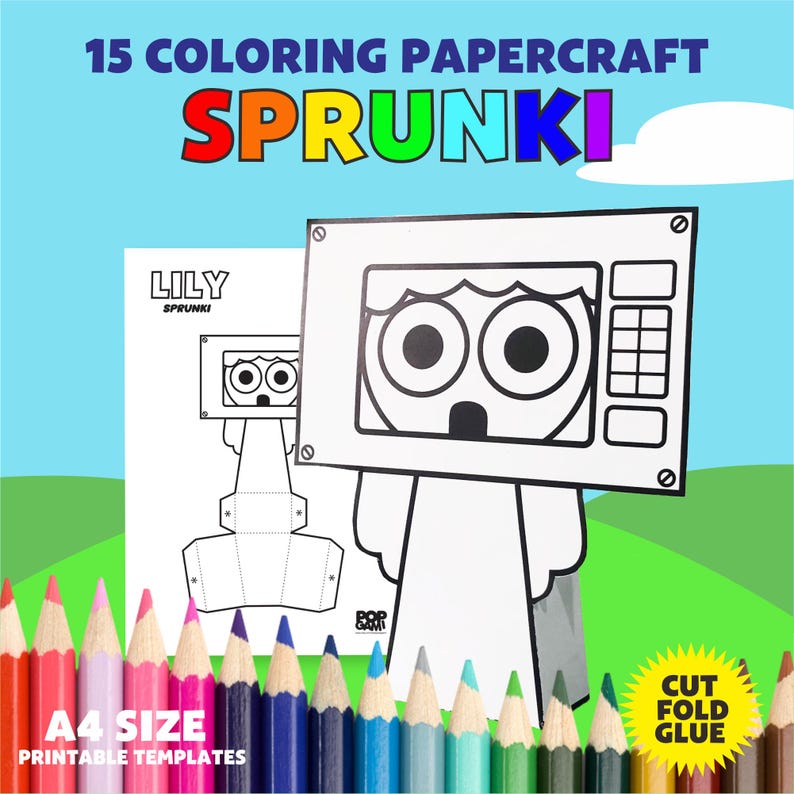 Sprunki OC and Retake Characters Coloring Papercraft: Kids A4 Printable ...