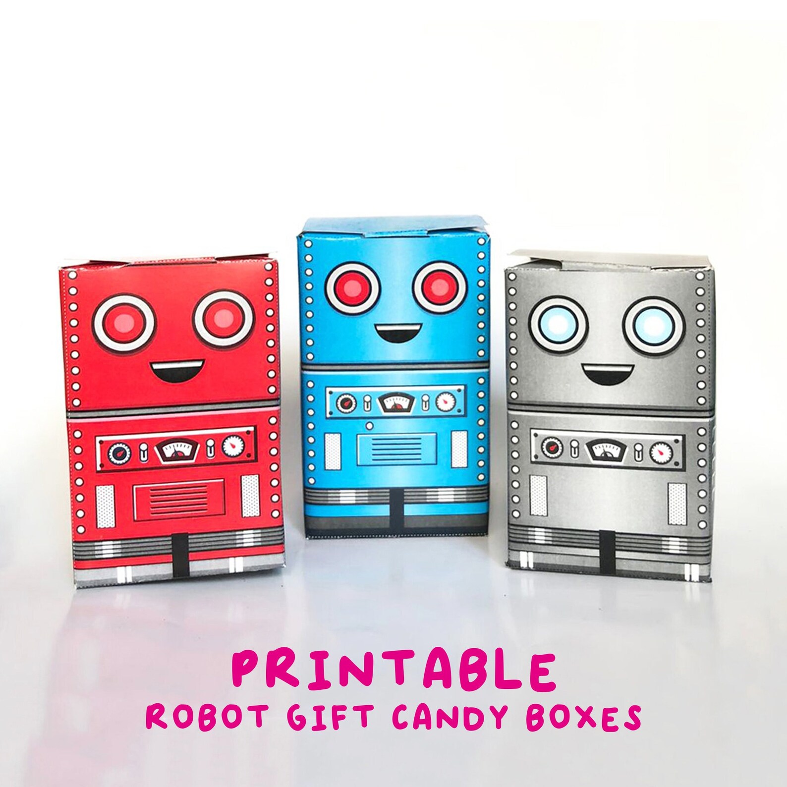 DIY Printable Papertoy Robot Candy Boxes Template for Gift Birthday ...