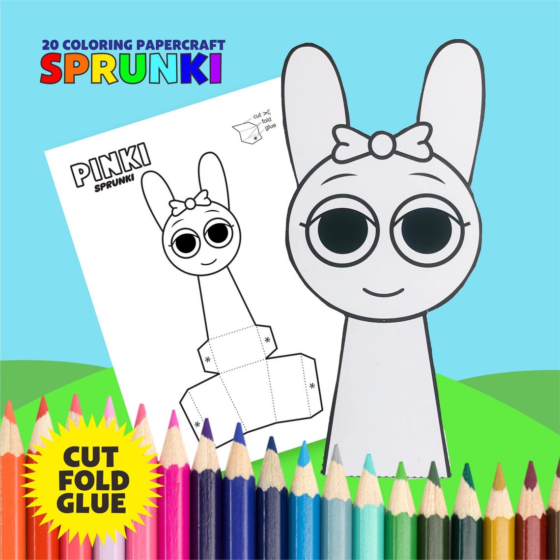20 Sprunki Characters Printable Coloring Papercraft A4 Coloring Craft ...