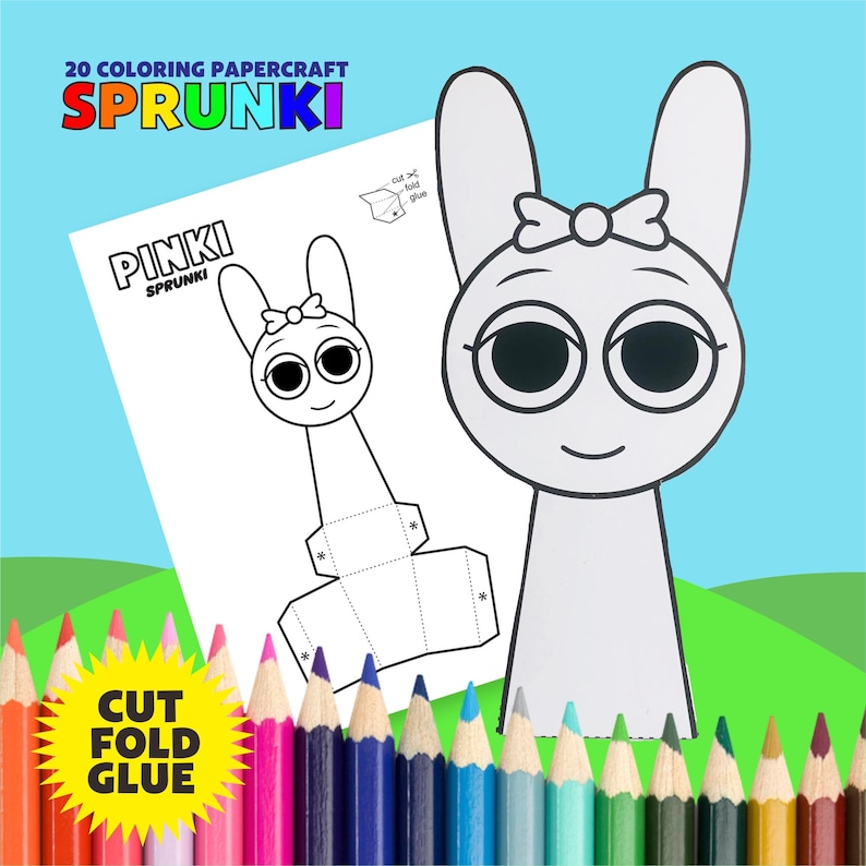 20 Sprunki Characters Printable Coloring Papercraft A4 Coloring Craft ...