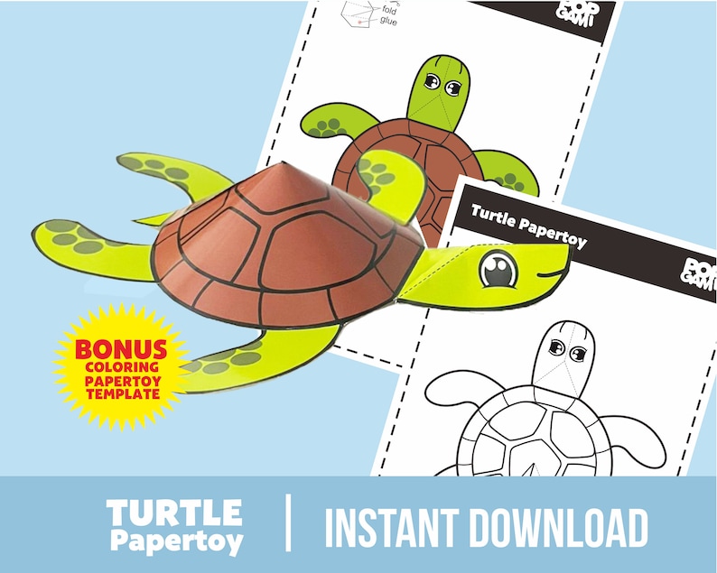 Turtle Papercraft Activity Pack: Cut, Paste & Color (digital Download ...