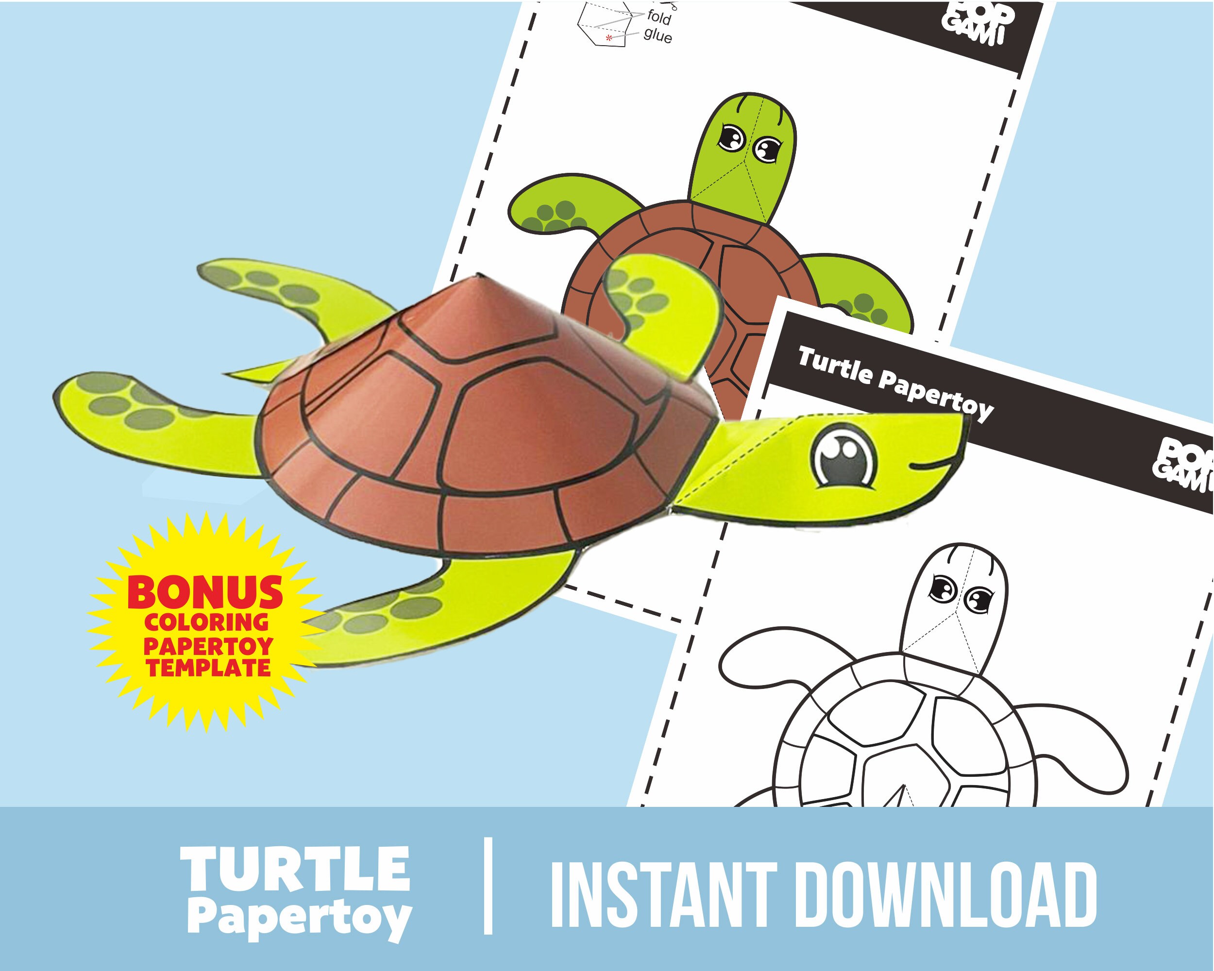 Turtle Papercraft Activity Pack Cut and Paste Turtle Craft Coloring ...