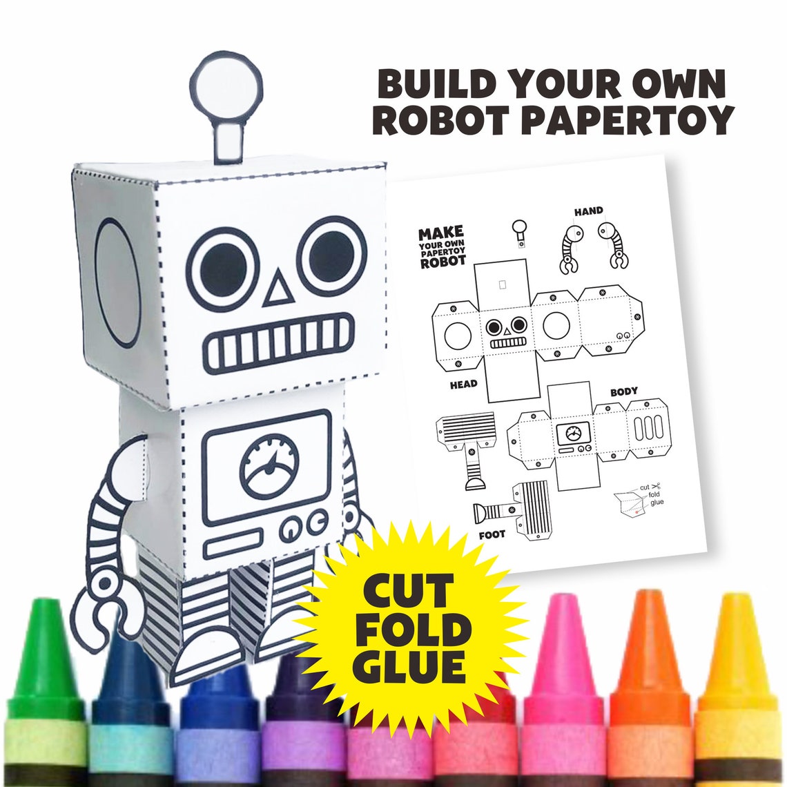 Printable Coloring Robot Paper Craft | Homeschool Activity for Kids ...