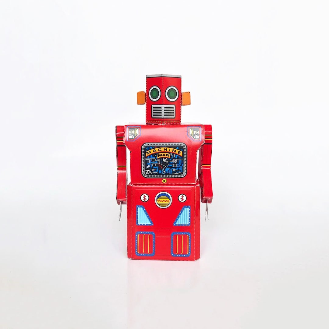 DIY Printable Vintage Robot Papertoy, Retro Robot Papercraft, Digital ...