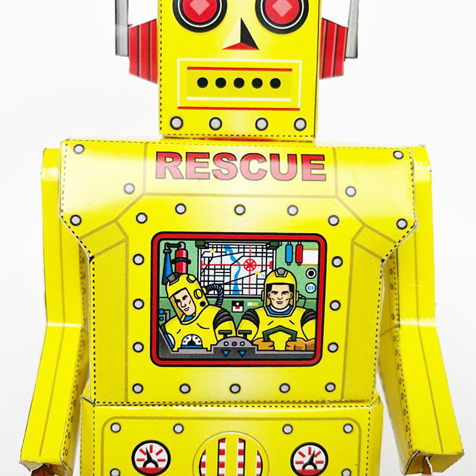 Vintage Yellow Rescue Robot Papercraft: DIY Toy Kit (digital Download ...