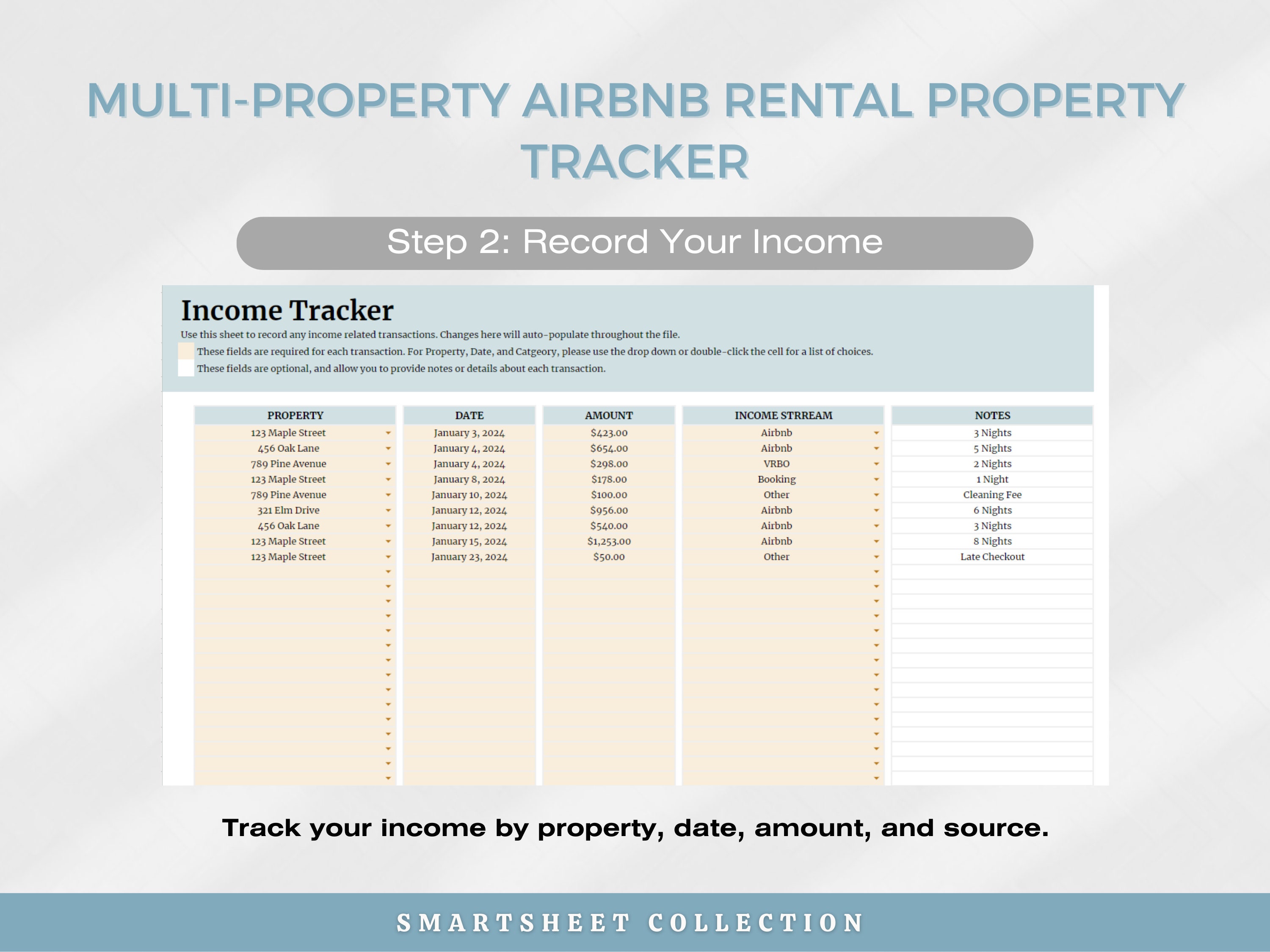 Airbnb Rental Income and Expense Tracker, Airbnb Rental Template ...