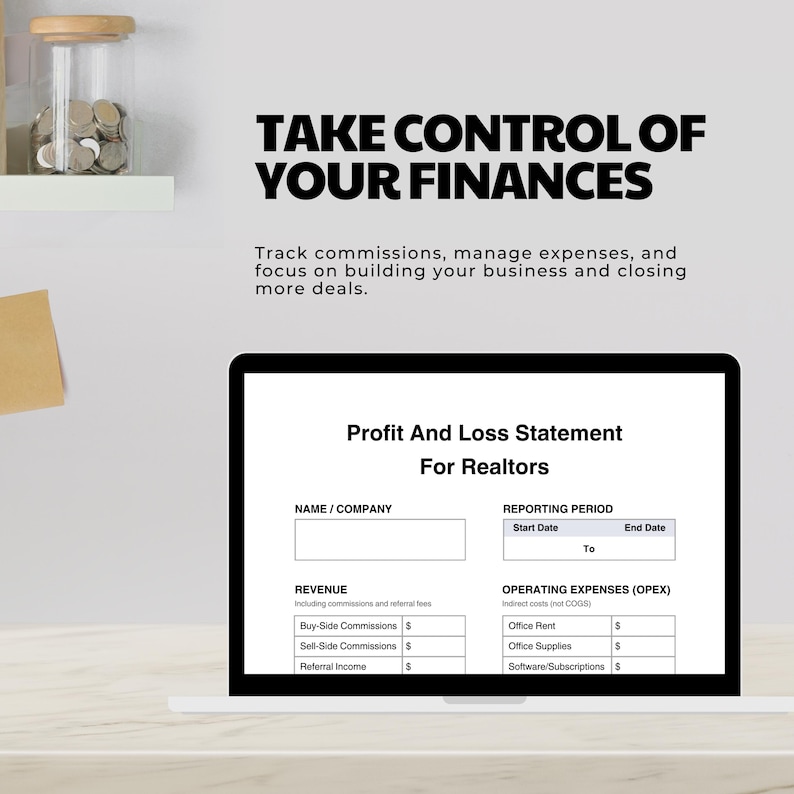 Realtor and Real Estate Agent Profit and Loss Statement Template ...